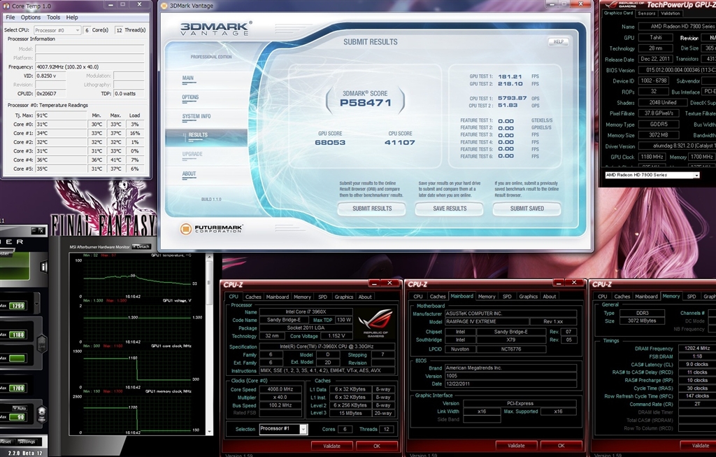 価格.com - 『3-way CrossFireX☆ 3DMarkVantage ｽｺｱP20708』ASUS HD7970-3GD5 ...
